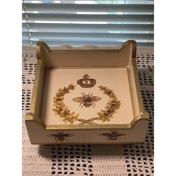 Unknown | Accents | Allen G Designs Gold And Cream Queen Bee Tray Box ...